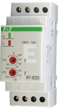 REGULATOR TEMPERATURY 230V AC 16A NA SZYNĘ TH-35 RT-820 F&F