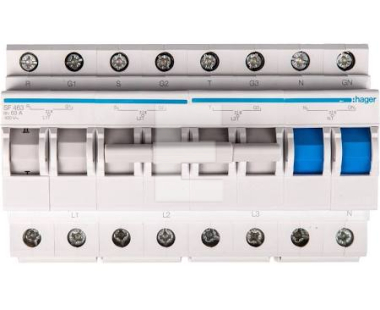 PRZEŁĄCZNIK ZASILANIA MODUŁOWY 3P+N CZTEROBIEGUNOWY I-O-II 63A 500V ...