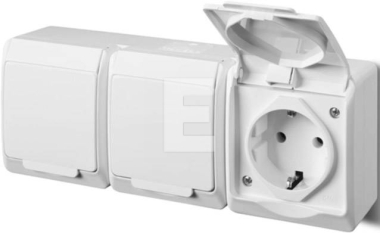 GNIAZDO 3X2P+Z SCHUKO HERMES Z KLAPKĄ 16A 250V AC IP44 75X195X48MM ...