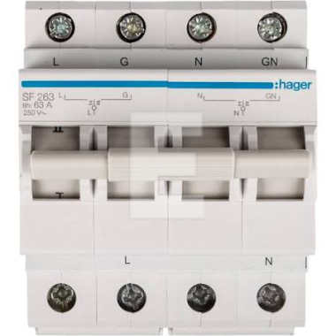 PRZEŁĄCZNIK ZASILANIA MODUŁOWY 1P+N DWUBIEGUNOWY I-O-II 500V 63A SF263 ...