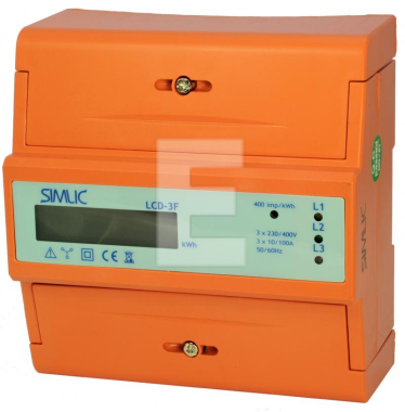 LICZNIK ENERGII ELEKTRYCZNEJ 3-FAZOWY 7-MODUŁOWY 3X10A/100A 3X230/400V Z WYŚWIETLACZEM LCD-3F ...