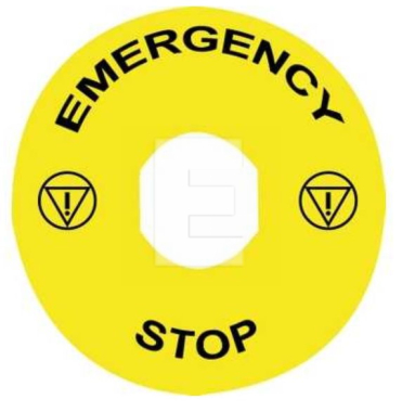 ETYKIETA DO PRZYCISKU AWARYJNEGO HARMONY NADRUK "EMERGENCY STOP" DN90MM ...