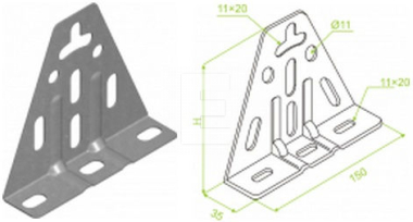 PODSTAWA TRÓJKĄTNA SUFITOWA PST 127MM STAL CYNKOWANA 740710 BAKS