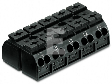 BLOK ZASILAJĄCY 5P 28A 440V PE-N-L1-L2-L3 200 SZTUK PA 66 CZARNY WAGO