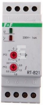 REGULATOR TEMPERATURY RT-821 230V 16A -4/5°C NA SZYNĘ 35MM RT-821 F&F