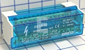 BLOK DYSTRYBUCYJNY DWUPOLOWY BD 80/100AL SZYNA DIN 100A 130MM 563910 ERICO