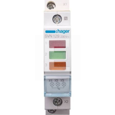 LAMPKA POTRÓJNA SYGNALIZACYJNA CZERWONA/ZIELONA/POMARAŃCZOWA LED 230V SVN129 HAGER