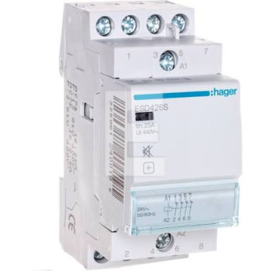 STYCZNIK MODUŁOWY CICHY CZTEROBIEGUNOWY 4NC 25A 24V ESD426S HAGER