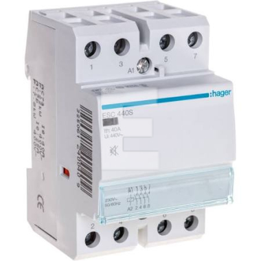 STYCZNIK MODUŁOWY CICHY CZTEROBIEGUNOWY 230VAC 40A ESC440S HAGER