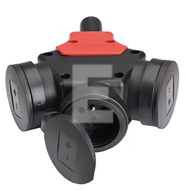 ROZDZIELACZ 3X 2P+Z 230V AC 3680W IP44 GUMA CZARNY 243400 LENA